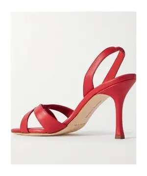 Manolo Blahnik Round Toe High Heel Sandals - Red