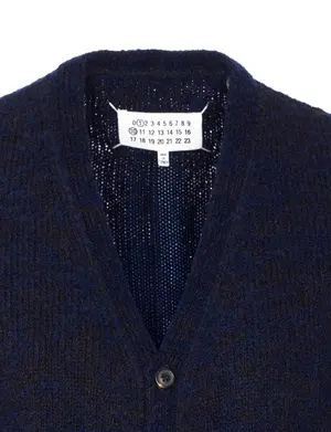 MAISON MARGIELA V-neck Knitted Cardigan - Navy Blue