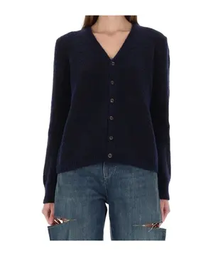 MAISON MARGIELA V-neck Knitted Cardigan - Navy Blue