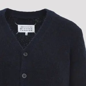 MAISON MARGIELA V-neck Knitted Cardigan - Navy Blue