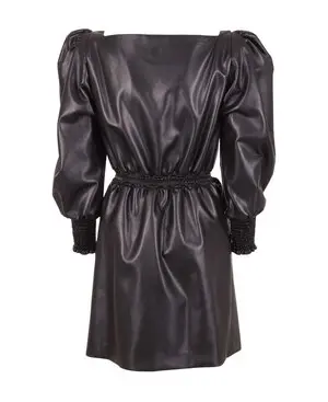 Philosophy Di Lorenzo Serafini Faux-leather Mini Dress With Square Neckline