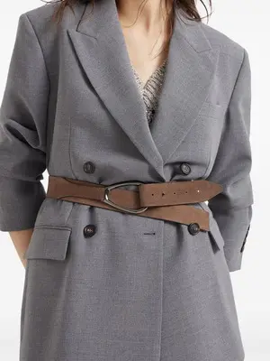 Brunello Cucinelli Suede Belt With Triangle Buckle