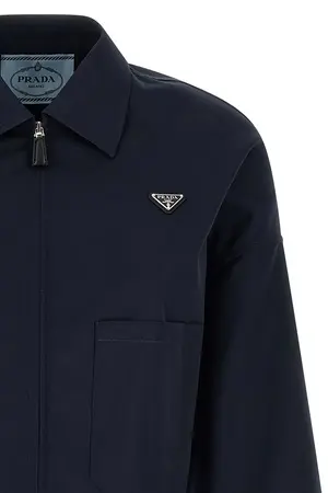 Prada Triangle Logo Zip-up Cropped Jacket