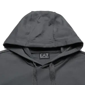 EA7 Long-sleeved Hooded Sweater With Logo Detail - Black