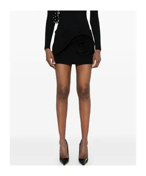 Magda Butrym Low Waist Floral Patch Mini Skirt - Black