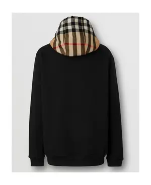 Burberry Drawstring Hoodie With Contrast Plaid Lining