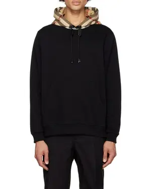 Burberry Drawstring Hoodie With Contrast Plaid Lining