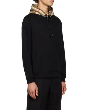 Burberry Drawstring Hoodie With Contrast Plaid Lining