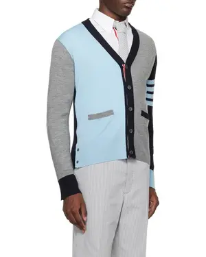 Thom Browne Colour-block Knit V-neck Cardigan