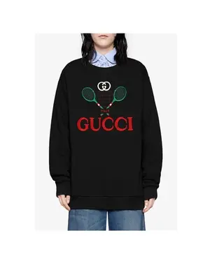 Gucci Oversized Tennis Embroidery Sweatshirt