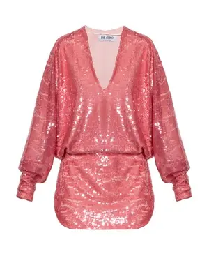 Attico Gael Sequin-embellished V-neck Mini Dress - Red