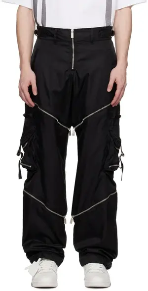 Off-White Zip Detailed Straight Leg Pants - Black