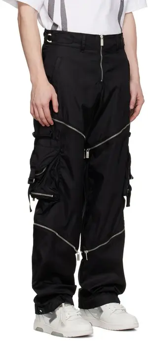 Off-White Zip Detailed Straight Leg Pants - Black