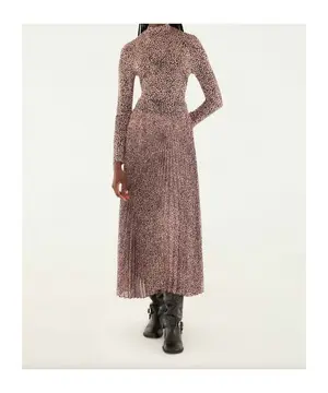 Farm Rio Pleated Leopard Print Midi Skirt - Brown