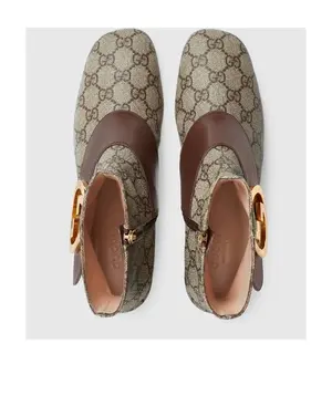 Gucci Blondie Gg Supreme Ankle Boots With Gold-tone Interlocking G Detail