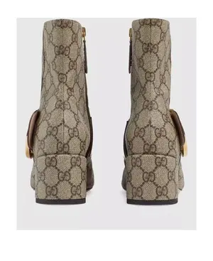 Gucci Blondie Gg Supreme Ankle Boots With Gold-tone Interlocking G Detail