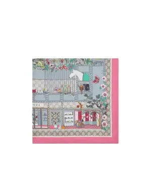 Gucci Printed Silk Twill Carr - Gray