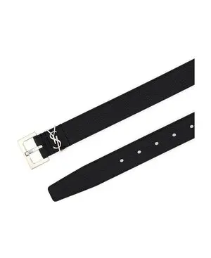 Saint Laurent Monogram Logo Plaque Belt - Black