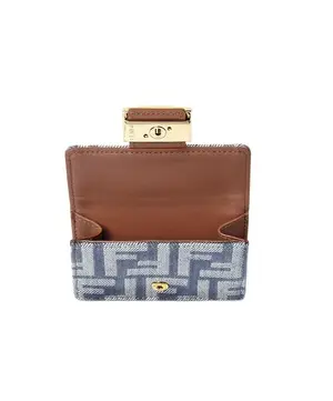 Fendi Baguette Logo Compact Wallet - Blue