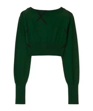 Burberry Argyle Knitted Cropped Crewneck Jumper - Ivy