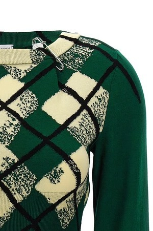Burberry Argyle Knitted Cropped Crewneck Jumper - Ivy