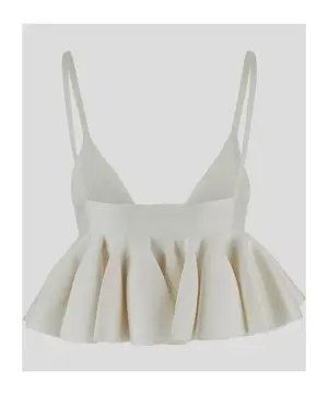 Alaïa Godet Knitted Bra Top - Gray