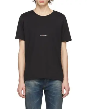 Saint Laurent Logo Printed Crewneck T-shirt - Black