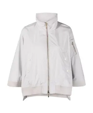 MOORER High-neck Poncho - White