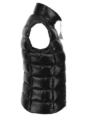 Moncler Ghany Logo Patch Zip-up Padded Vest - Black