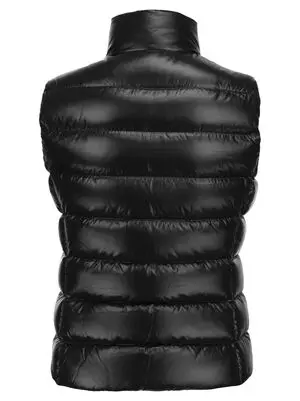 Moncler Ghany Logo Patch Zip-up Padded Vest - Black