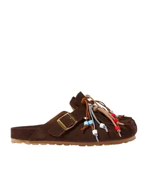 SCAROSSO Tassel And Beaded Round-toe Mules - Black