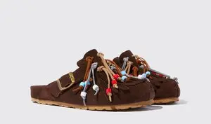 SCAROSSO Tassel And Beaded Round-toe Mules - Black