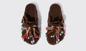 SCAROSSO Tassel And Beaded Round-toe Mules - Black