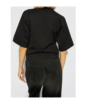 Palm Angels Logo Printed Mock Neck T-shirt - Black