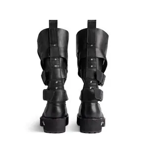 Balenciaga Buckled Round-toe Leather Boots - Black