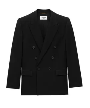 Saint Laurent Cassandre Double-breasted Wool Gabardine Blazer - Black