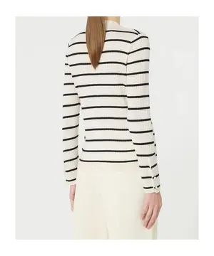 Max Mara Pedale V-neck Striped Knitted Cardigan - Ivory