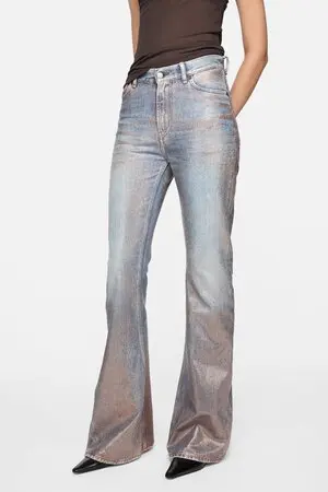 Acne Studios Fitted Glitter Jeans - Light Blue Rose Copper