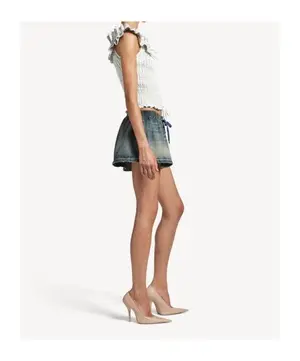 Balenciaga Denim Mini Skirt With Embroidered Lion Detail - Black