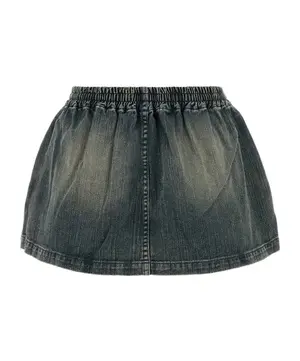 Balenciaga Denim Mini Skirt With Embroidered Lion Detail
