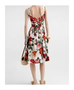 Dolce & Gabbana Sleeveless Floral Print Midi Dress - Multicolor