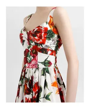 Dolce & Gabbana Sleeveless Floral Print Midi Dress - Multicolor