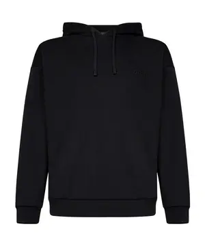 Zegna Logo Embroidered Hoodie - Black