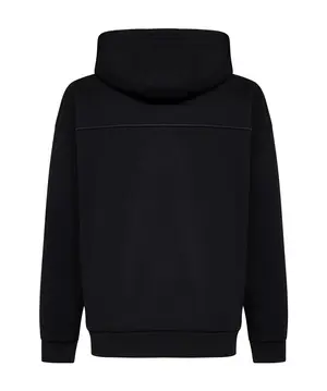 Zegna Logo Embroidered Hoodie - Black