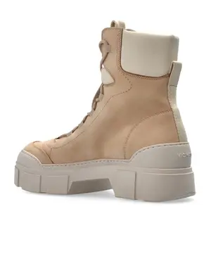 VIC MATIE Round Toe Lace-up Boots - Beige