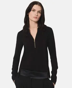 Stella McCartney Zip-up Long Sleeve Shirt With Slit Hem