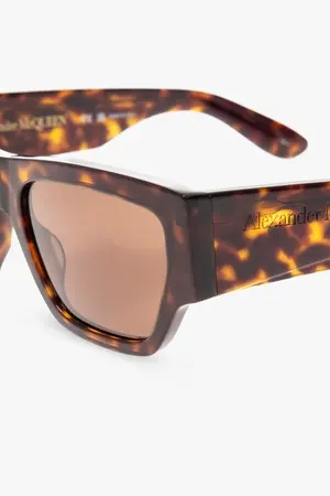 Alexander McQueen Square Frame Tortoiseshell Sunglasses - Nude