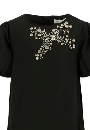 Marc Jacobs Short Puff Sleeve Dress With Crystal Embellishment