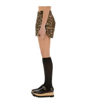 Stella McCartney Leopard Printed Elasticated Shorts - Multicolor