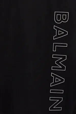 Balmain Logo Embossed Drawstring Hoodie - Black